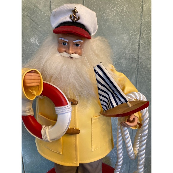 Holiday | Nautical Santa Figure Sailor Captain With Boat Life Preserver ...